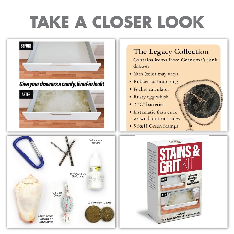 JUNK DRAWER STARTER KIT Prank Fake Gag Funny PARODY Joke Gift Box ...