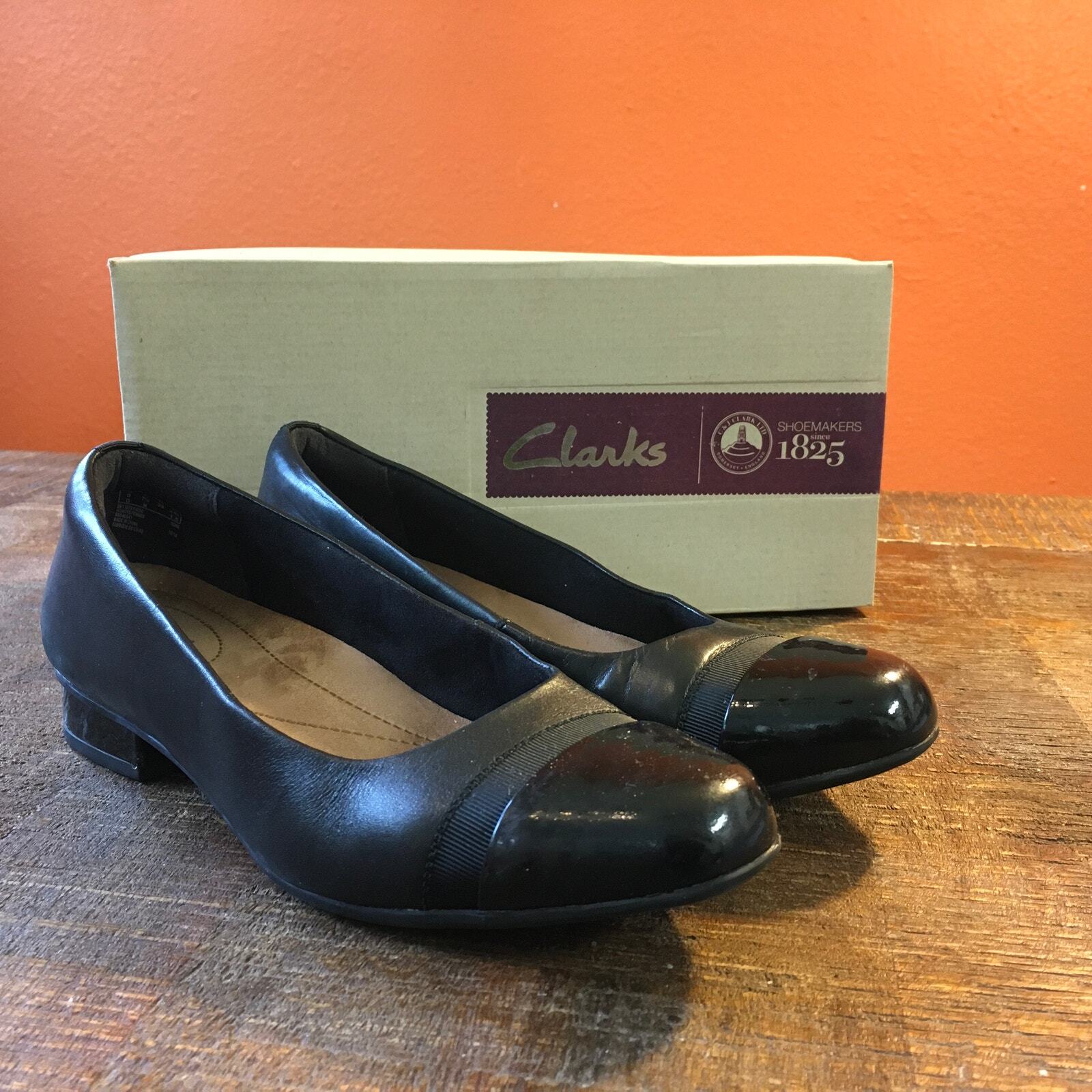 Clarks Keesha Rosa Black Leather Cap Toe Shoes Womens… - Gem