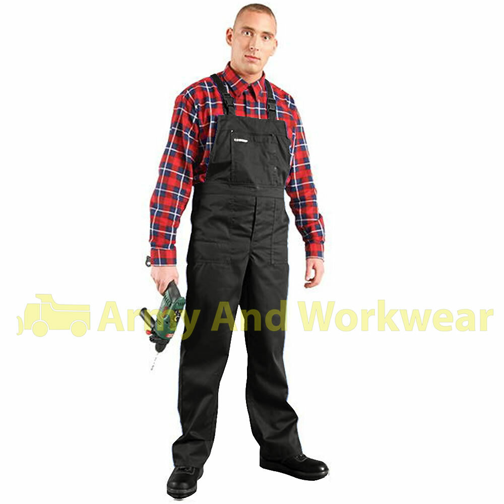 Bib and Brace Overalls Painters Decorators Work Trousers Half Elastic ...