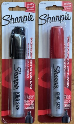 SHARPIE KING SIZE-LOT OF 2 BLACK / RED CHISEL TIP-15101PP | eBay