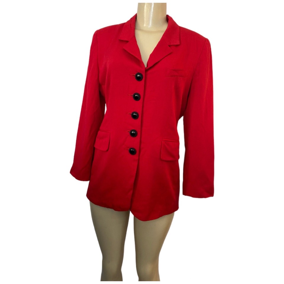 Hugo Buscati Vintage Wool Blend Red Blazer Jacket Women's Sz 10 P Black ...