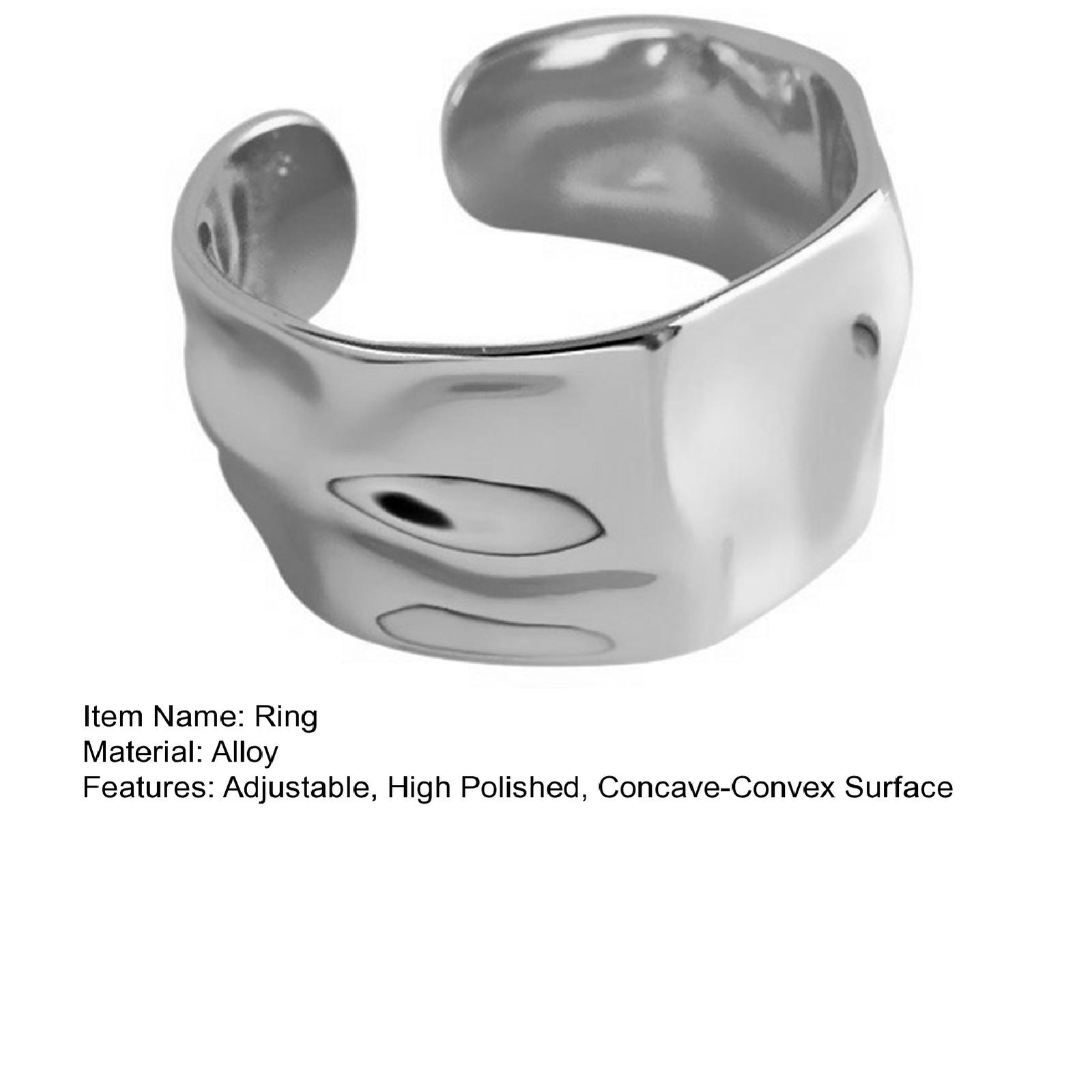 Party Ring Polishing Dress Up Concave-convex Irregular Open Ring Wear ...
