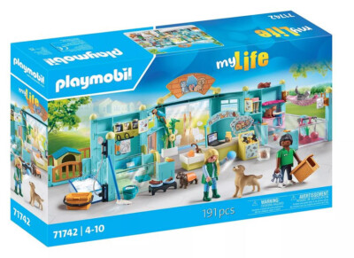 Playmobil My Life Set 71742 Animal Pet Hotel with Parrot, Dog and Cats ...