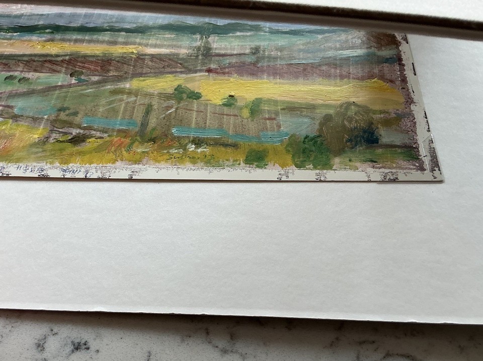 ROBERT SUDLOW SIGNED OIL / PAPER PAINTING HIDDEN SUNDOWN LANDSCAPE ...