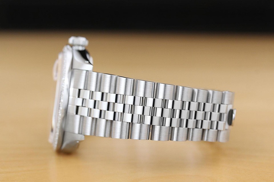 ROLEX MENS DATEJUST RED DIAL 18K GOLD STEEL DIAMOND WATCH w/ JUBILEE ...