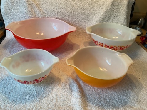 PYREX FRIENDSHIP RED BIRD #441 # 442 #443 #444 MIXING BOWLS | eBay