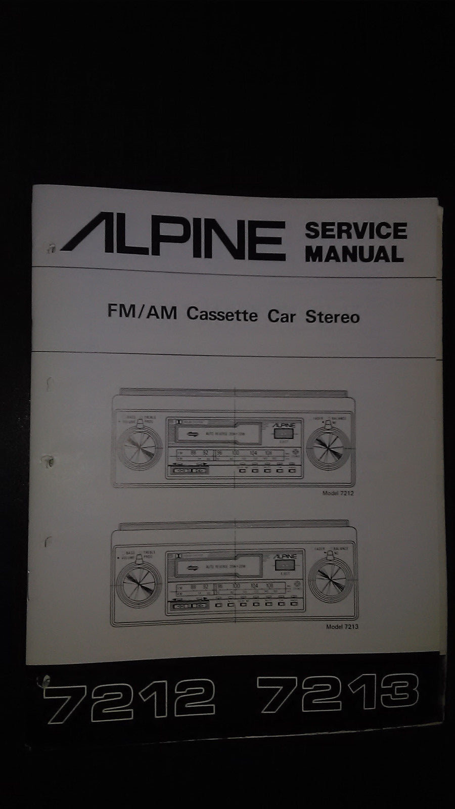 Alpine 7212 7213 Service Manual repair book car radio tuner cassette ...