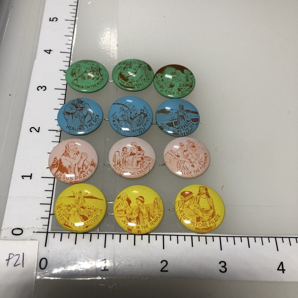 Vintage Jesus Lot Of 12 Church Bible Story Christian Religion Button ...