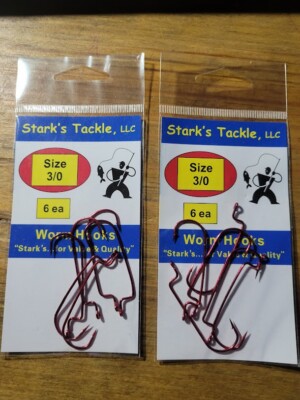 Fishing Worm HOOKS Red 3/0 Size 6-qty Per Pack 2-PACK LOT New Bass ...