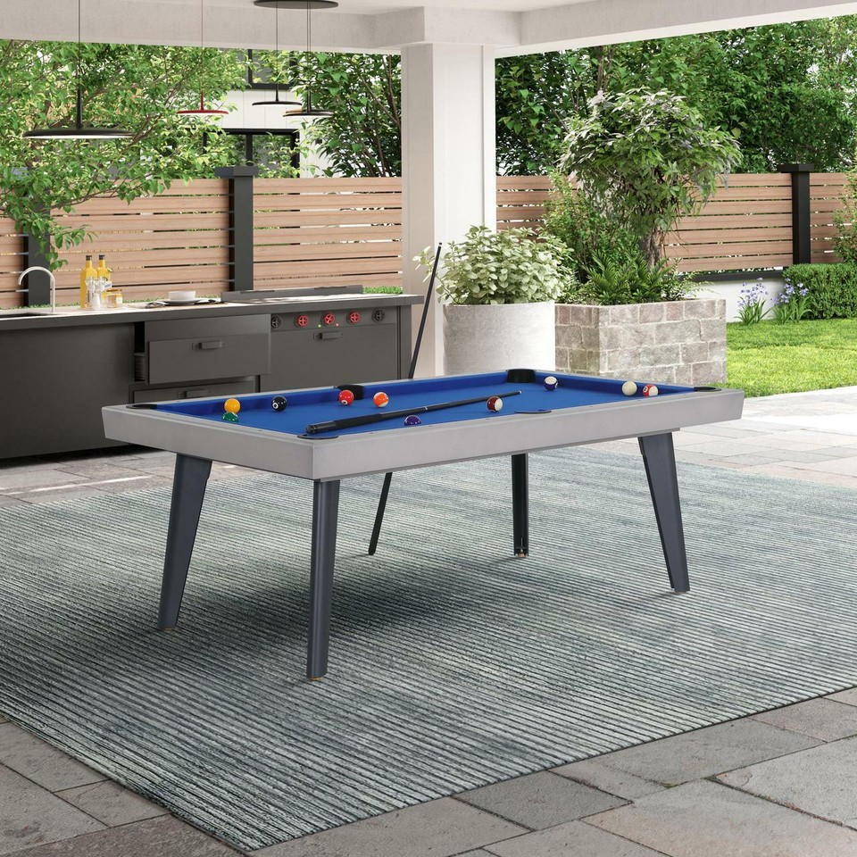 7ft Outdoor Slate Pool Table w/ Benches plus Dining and Ping Pong ...