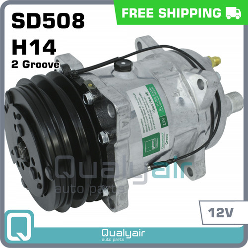 A/C Compressor Sanden SD508 & H14 - 12V - 2 Groove - HRZ Exit | eBay