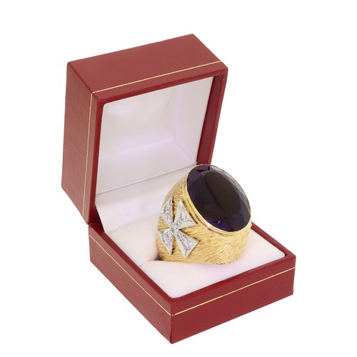 Huge Men's Vtg 18k Gold Diamond Amethyst Bishops Ring Minister Pastor ...
