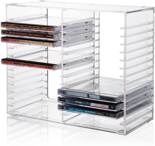 Stackable CD/DVD Multimedia Holder, Media Storage Rack, Clear Plastic ...
