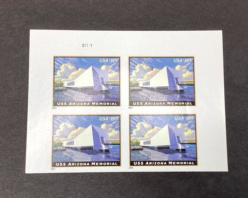 US Express Mail Stamp #4873 USS Arizona Memorial 2014 Pane Of Four $19. ...