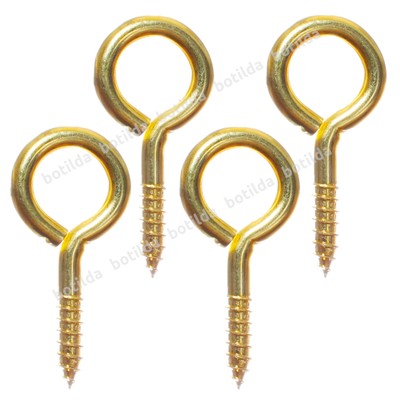HEAVY DUTY Brass SCREW EYE Hooks 18mm - 75mm Wall Curtain Eyelet Vine ...