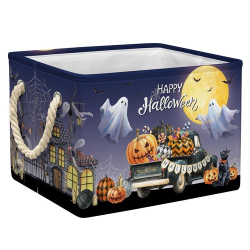 Halloween Ghost Basket Pumpkin Boo Spooky Basket with Handles Foldable ...