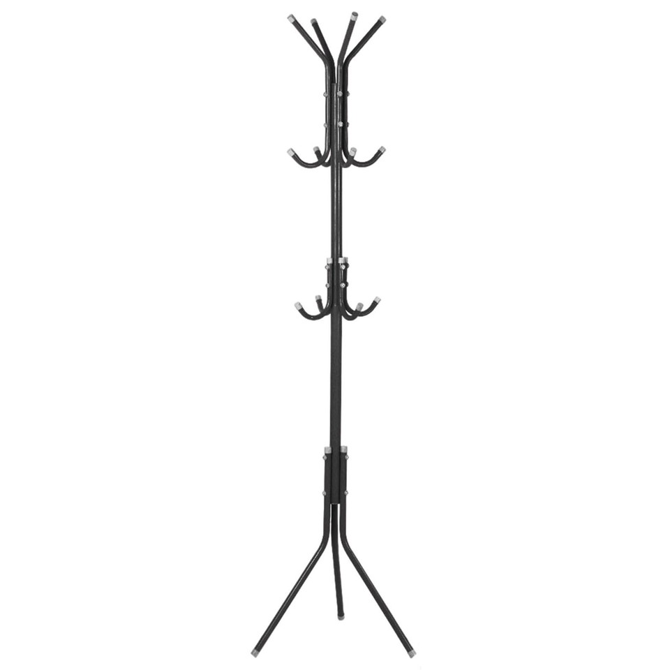 Multi Hook Metal Coat Hat Rack Stand Organizer for Home Bedroom Black ...