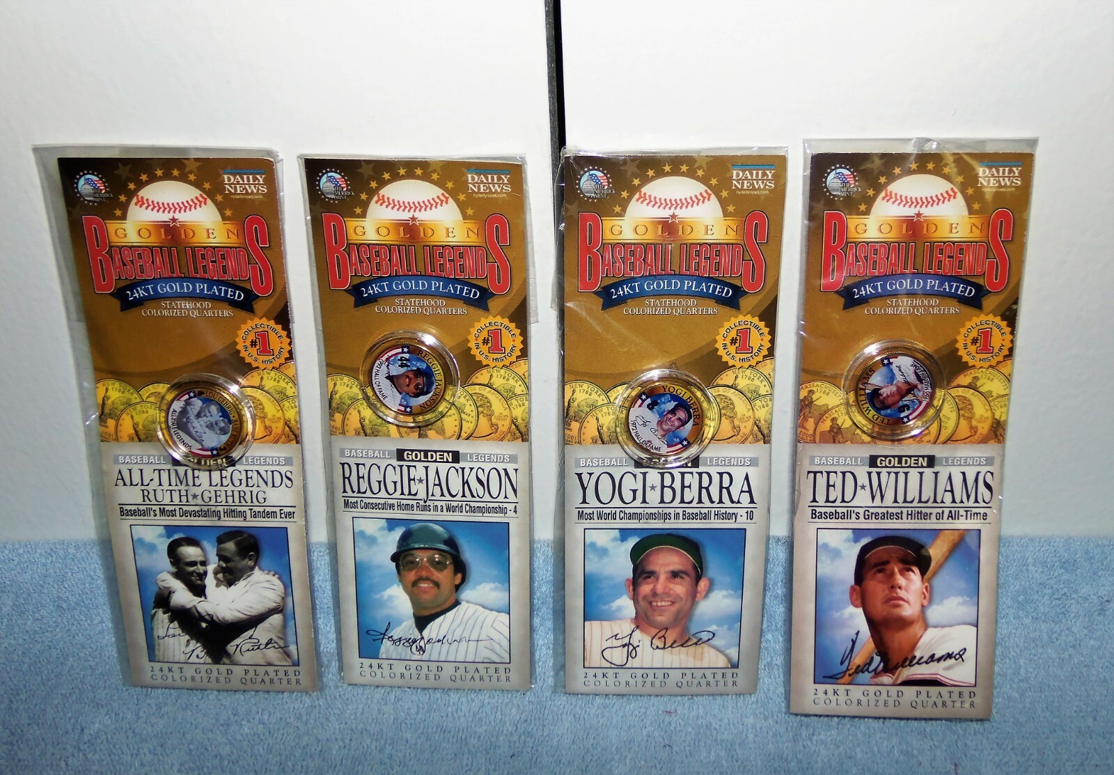 Golden Baseball Legends 24KT Gold Plated Colorized Quarters Lot of 4 | eBay