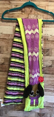 NWT JUSTICE GIRLS KIDS DOG SCARF ONE SIZE REVERSIBLE STRIPED FLUFFY ...
