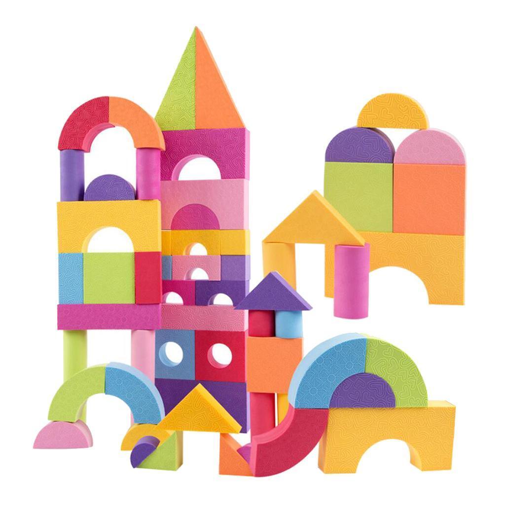 50 Pieces Non- Foam Bright Colored Building Blocks Set | eBay UK