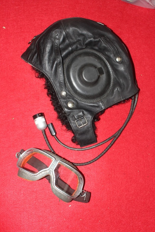 Surplus Mig Pilot Leather Helmet,Aviation Goggles | eBay