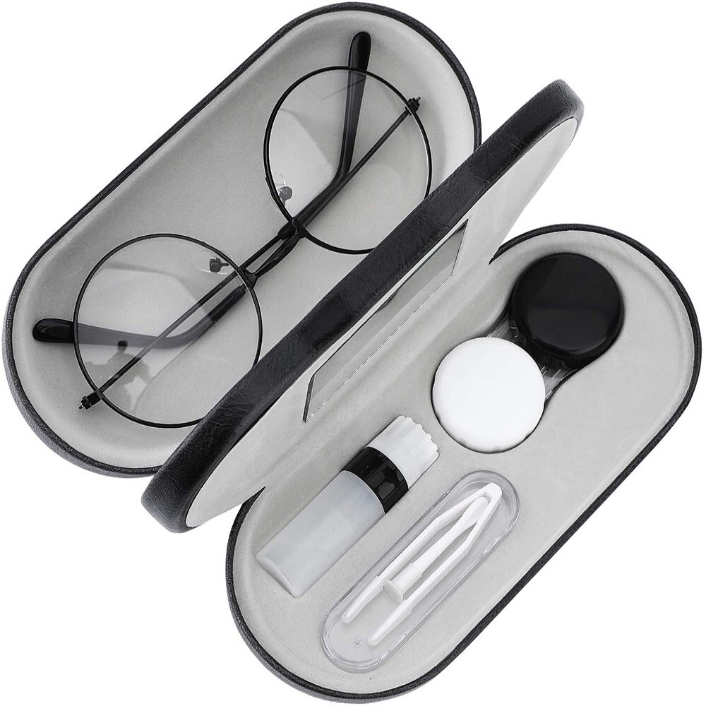 Eyewear 2 In 1 Double Layer Glasses Case Eyeglasses Holder Contact Lens ...