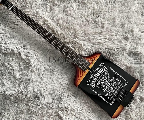 Black 4 String Jack J.D's Whiskey Bottle Bass Electric Guitar Maple ...