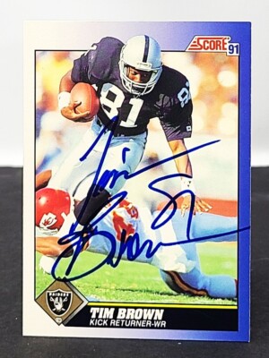 TIM BROWN Signed Autograph 1991 Score Football Card #14 Los Angeles ...