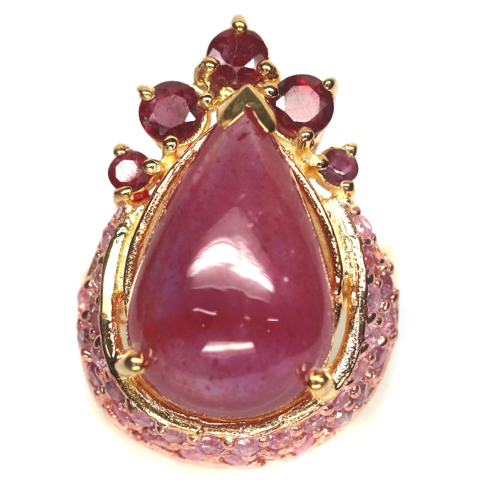 Heated 13 X 20 mm. Red Ruby & Pink Sapphire Ring Silver 925 Sterling ...