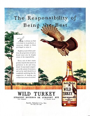 1958 WILD TURKEY Genuine Vintage Print Advertisement Bourbon Whiskey ...
