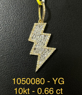 Sold Out 10k Solid Gold 0.66 Diamond Bolt Pendant Natural Diamond | eBay