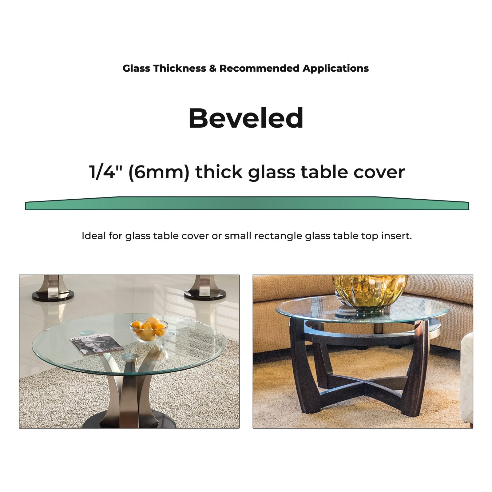 Round Glass Table Top 48" Beveled Polished Edge 1/4" Thick Tempered ...