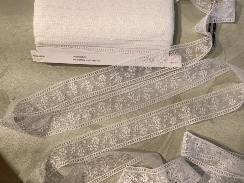 1 1/2" White Flat English Cotton Embroidered Heirloom Lace #2370 | eBay