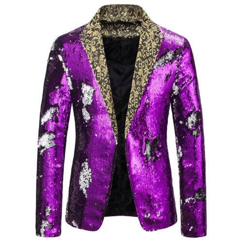 Men Tuxedo Club Sequin Glitter Blazer Gentleman Party Suit Men Suit ...