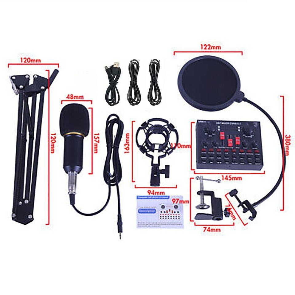 Condenser Microphone BM800 Podcast Music Mixer Equipment Home Studio ...