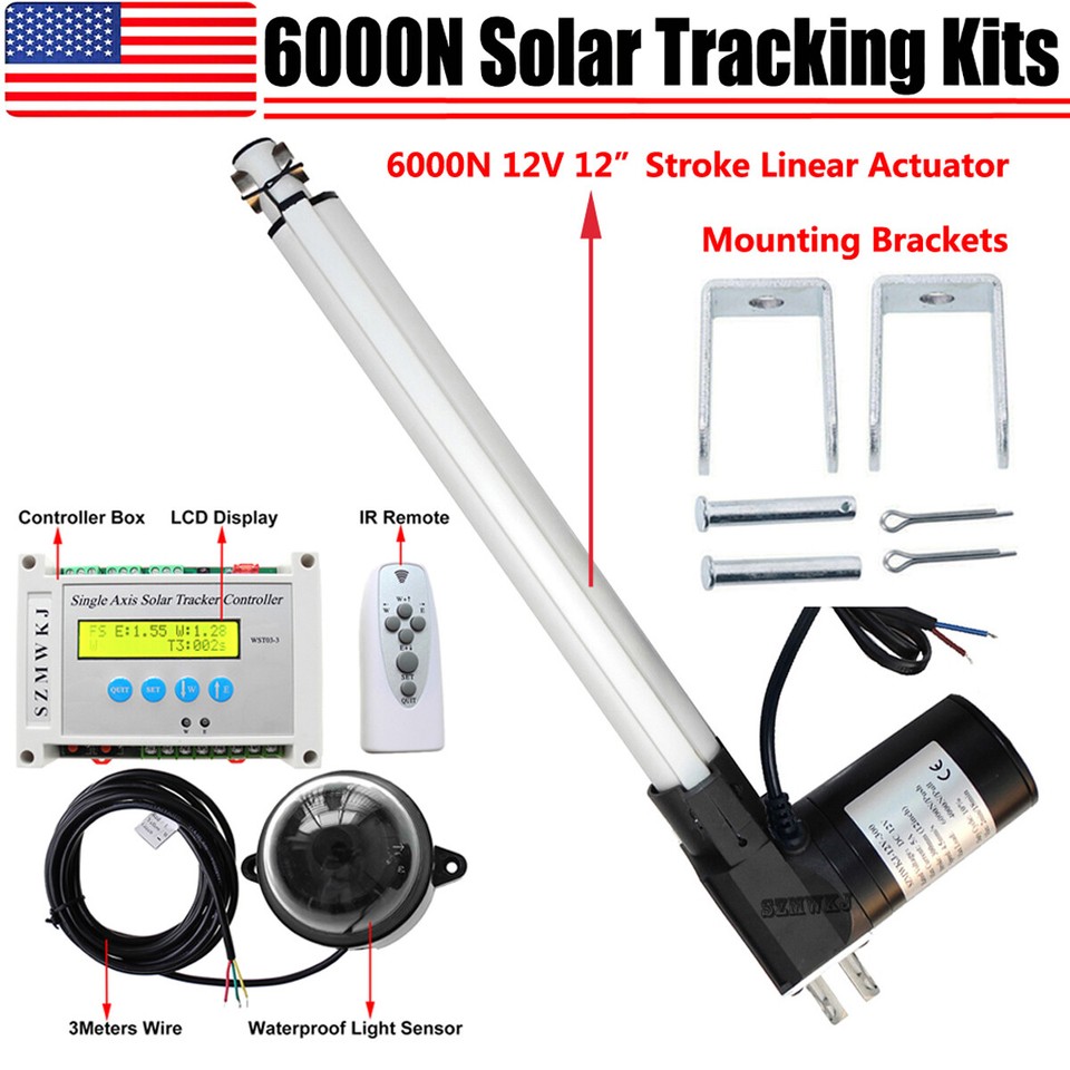 LCD Solar Tracking Tracker Single Axis -6000N DC 12V Linear Actuator ...