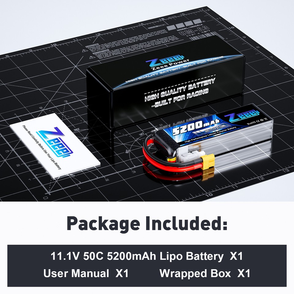 Zeee 11.1V 50C 5200mAh 3S LiPo Battery XT60 for RC Airplane Heli Car ...