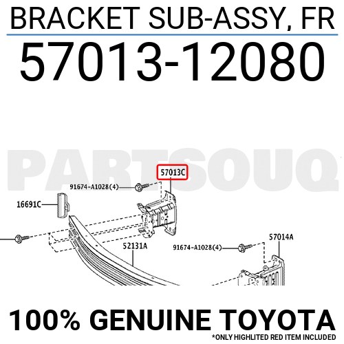 5701312080 Genuine Toyota BRACKET SUB-ASSY, FR 57013-12080 | eBay
