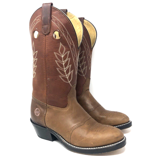 Double H Leather Buckaroo Cowboy Boots Womens Size 9.5 Brown Western ...