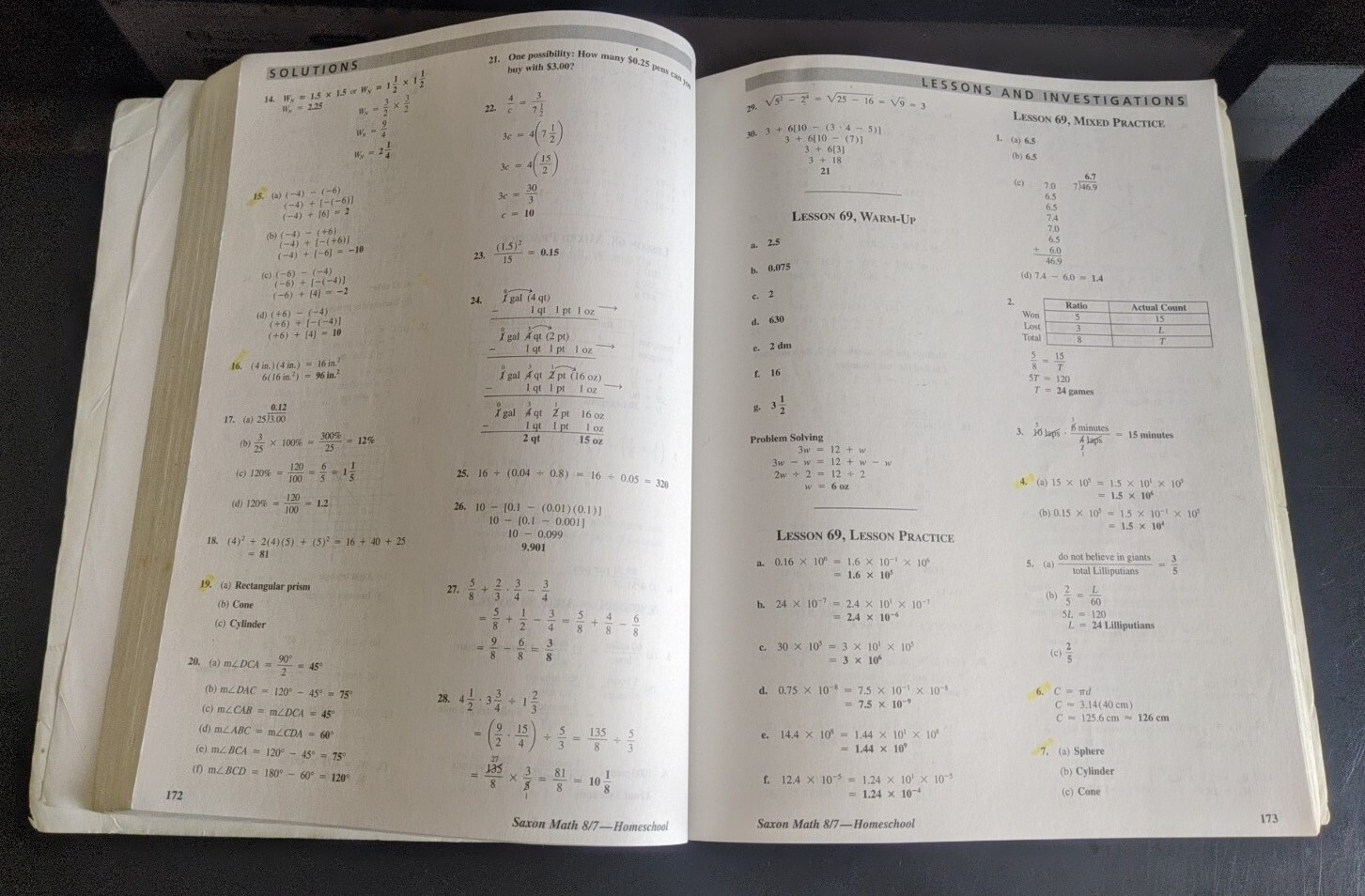 Saxon Math 8/7 Homeschool Solutions Manual by Stephen Hake and Saxon ...