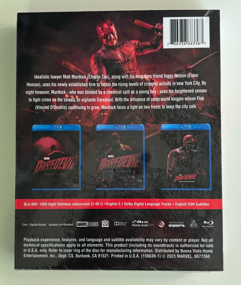 Daredevil: The Complete Season 1-3 ( Blu-ray, 2024, 9-Disc Set) MARVEL ...