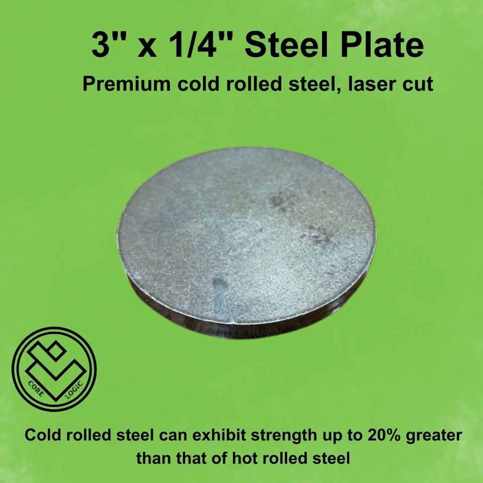 (4) -1/4" Round Steel Plates, 3" diameter, Cold Rolled Steel, Disk ...