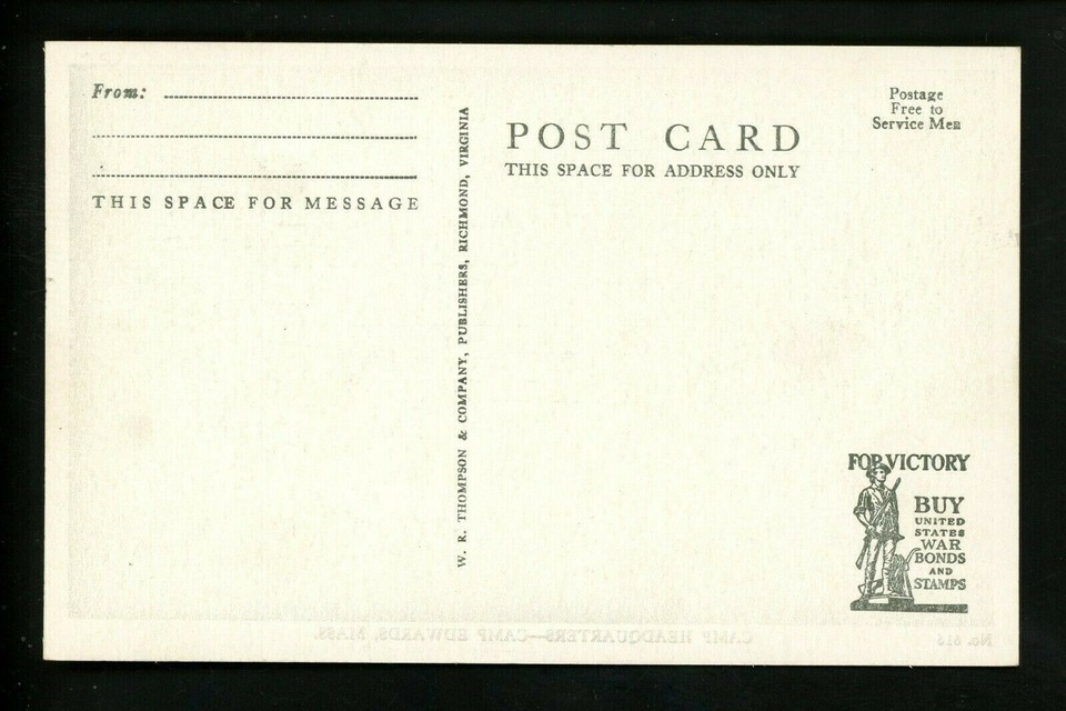 Military Base postcard Camp Edwards, Massachusetts MA Headquarters 616 ...