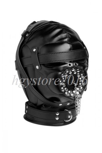 Studded Head Hood Gimp Open Mouth Gags Restraints Funnel Fluid Muzzle ...