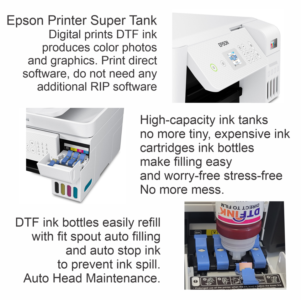 Epson Printer with DTF Film-Powder Print T-Shirt - Heat Press 15x15 ...