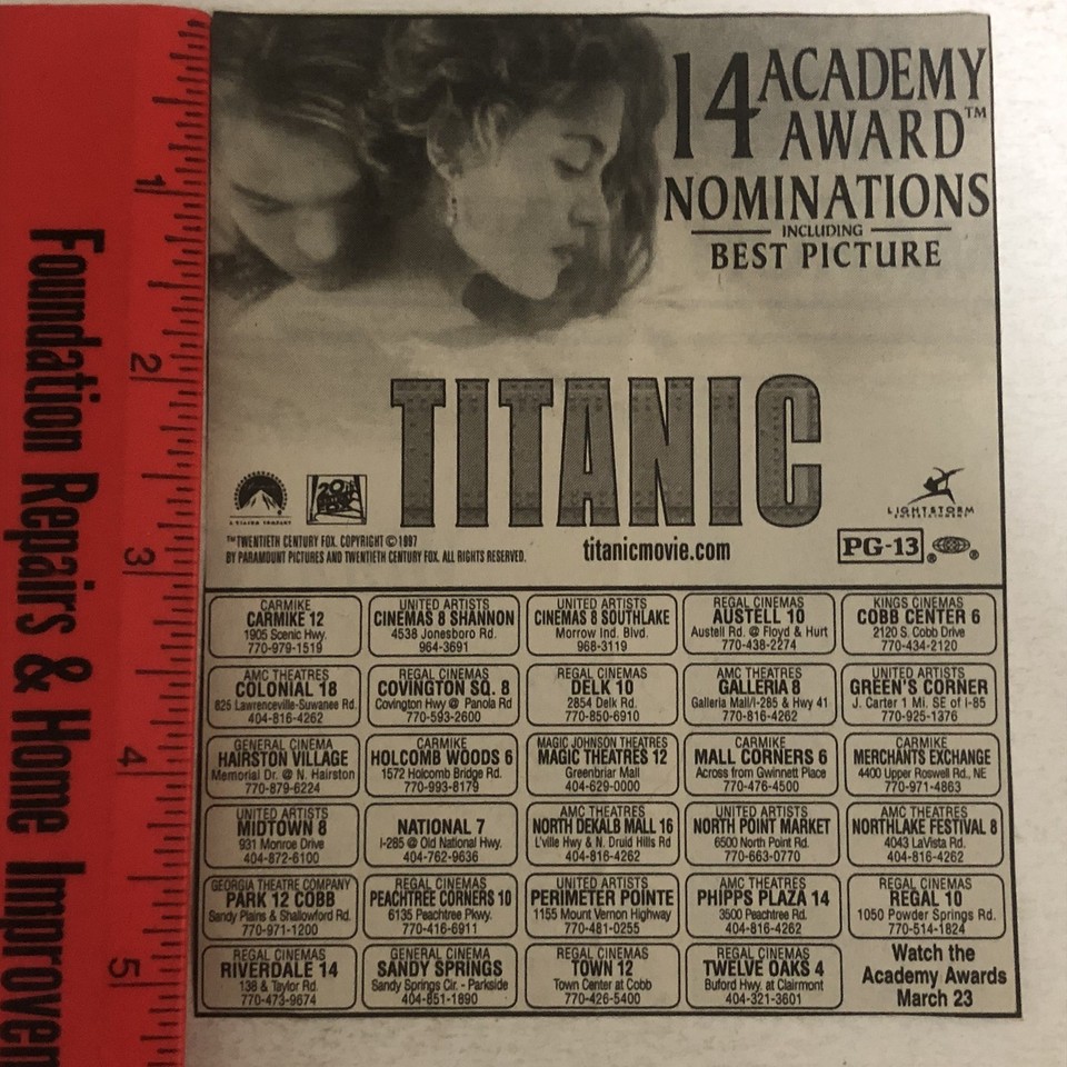 Titanic Original Print Ad Advertisement Leonardo DiCaprio Kate Winslet ...