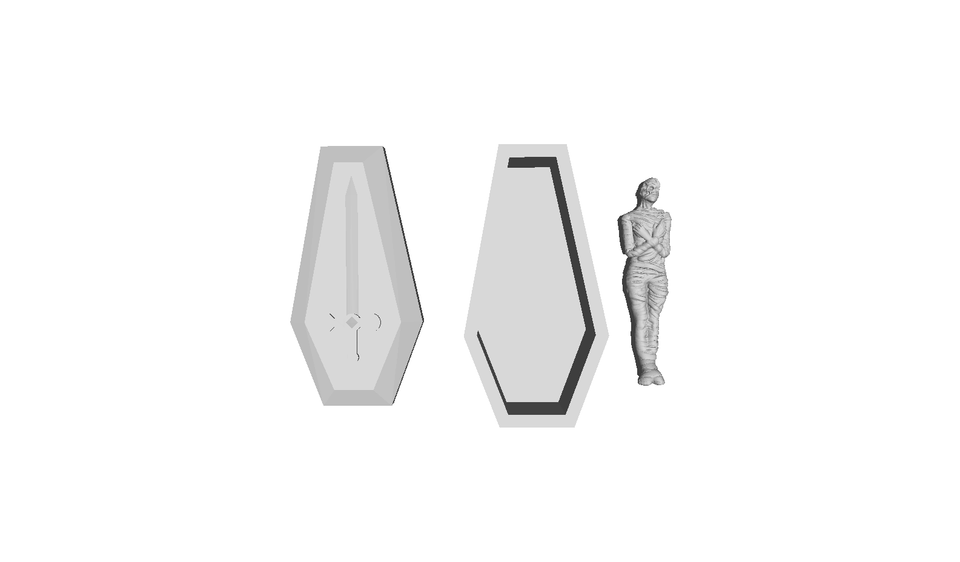 Printle Object Mummy And Coffin--Casket Corpse Figure for Dioramas ...