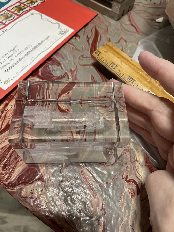 Railroad Train Engine Hologram Paperweight Laser Etched Glass Steam ...