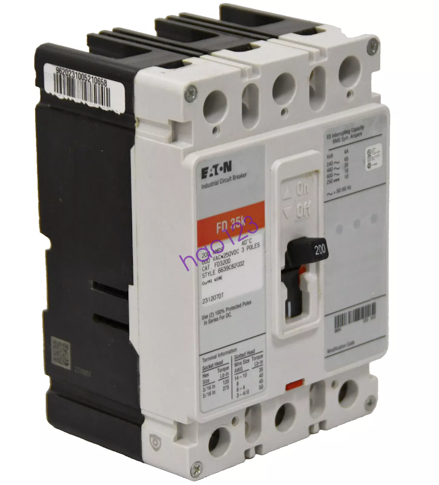Eaton FD3200 Molded Case Circuit Breaker - 200A, 3-Phases, 600V DHL ...