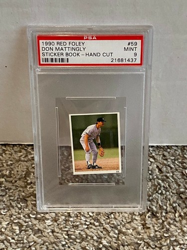 1990 Red Foley Sticker Book Hand Cut #59 - DON MATTINGLY - PSA 9 Mint ...
